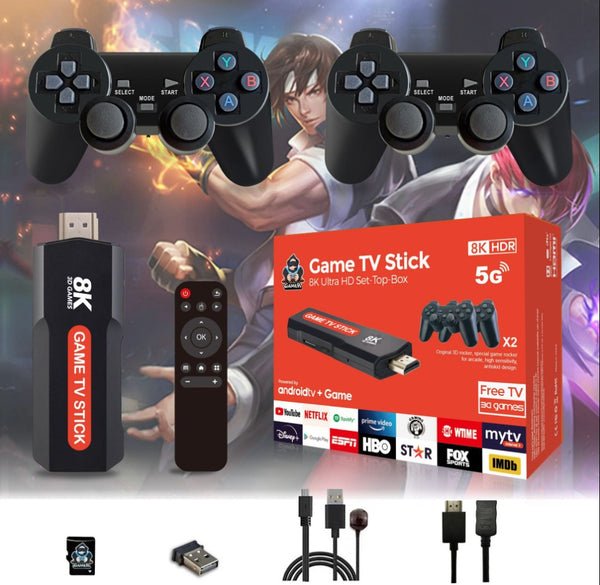 8K Ultra HD TV Stick Game Console + 2 x Wireless Controllers – Swilo